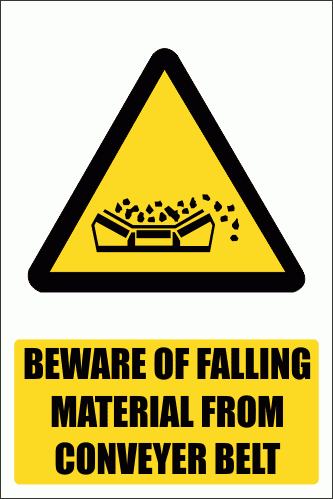 WW21E - Material Falling From Conveyor Explanatory Safety Sign | Safety ...