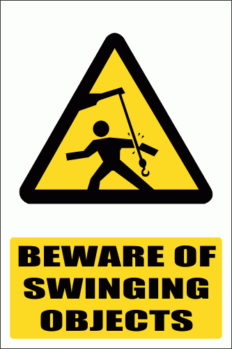 WW24E - Swinging Objects Explanatory Safety Sign | Safety Signs & Equipment