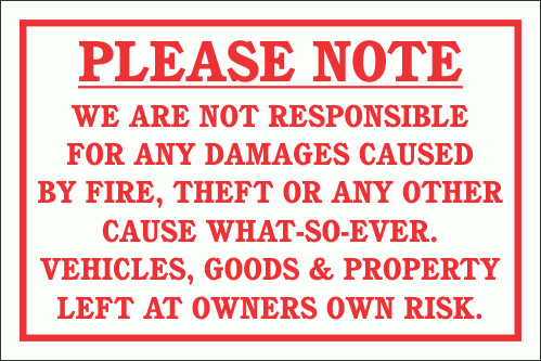 DI11 - No Responsibility Disclaimer Sign | Safety Signs & Equipment