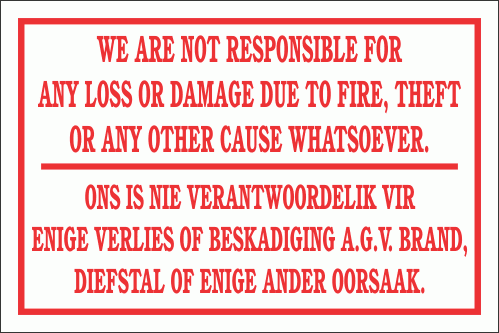 DI12 - No Responsibility Sign | Safety Signs & Equipment