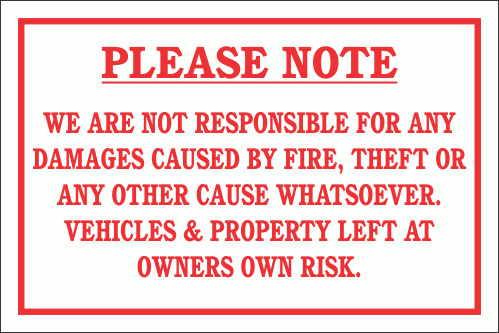 DI15 - No Responsibility Sign | Safety Signs & Equipment