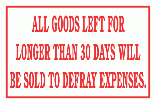 DI17 - Goods Not Collected Sign | Safety Signs & Equipment
