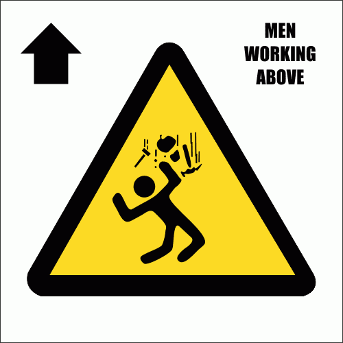 C18 - Men Working Above Sign | Safety Signs & Equipment
