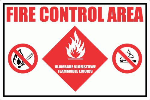 GAS27 - Fire Control Area - Flammable Liquids Sign | Safety Signs ...