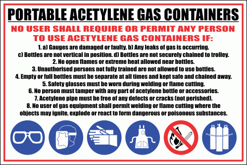 WF4 - Portable Acetylene Gas Container Sign | Safety Signs & Equipment