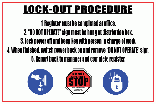 WF6 - Lock-Out Procedure Sign | Safety Signs & Equipment