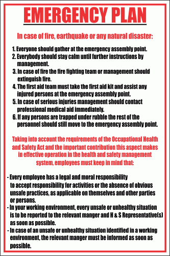 WF9 - Emergency Plan Sign | Safety Signs & Equipment