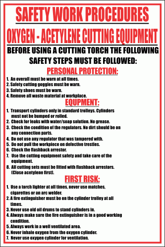 WF10 - Oxygen - Acetylene Cutting Equipment Sign | Safety Signs & Equipment