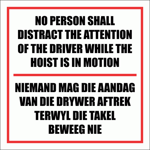 WF31 - Do Not Distract Hoist Driver Sign | Safety Signs & Equipment