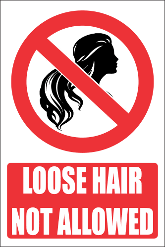 PR33E - No Loose Hair Explanatory Sign | Safety Signs & Equipment