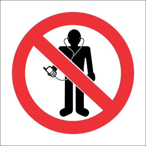 PR38 - No Earphones Sign | Safety Signs & Equipment