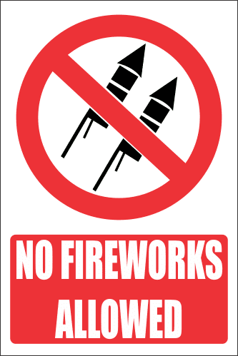PR41E - No Fireworks Explanatory Sign | Safety Signs & Equipment