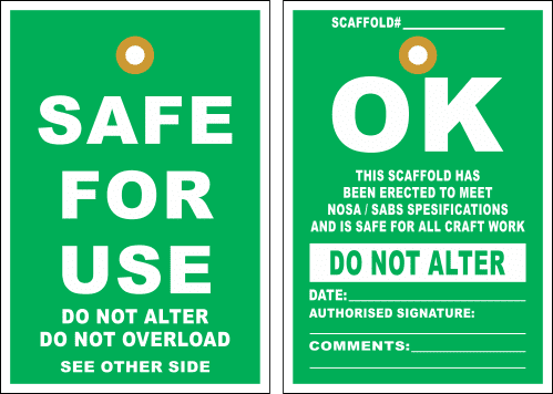 STS13 - Scaffold Safe For Use Tag | Safety Signs & Equipment