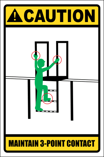LD3 - Caution 3 Point Contact Sign | Safety Signs & Equipment