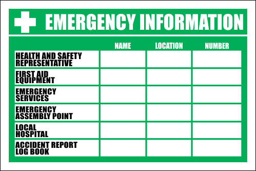 FA28 - Emergency Information Sign | Safety Signs & Equipment