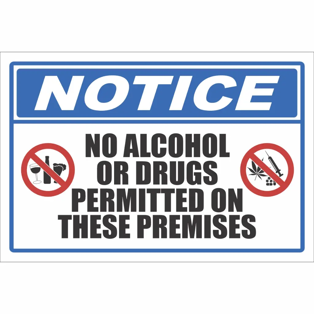 SE9 - Notice No Alcohol Or Drugs Sign | Safety Signs & Equipment