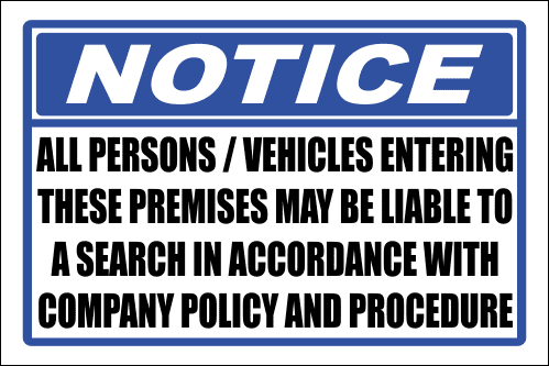 SE18 - Notice Search Sign | Safety Signs & Equipment