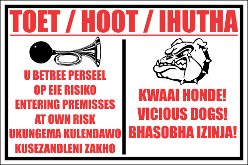 SE67 - Toet Hoot Ihutha Sign | Safety Signs & Equipment
