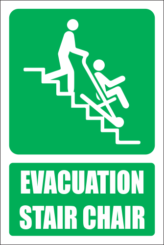 GA36 - Evacuation Stair Chair Explanatory Safety Sign | Safety Signs ...