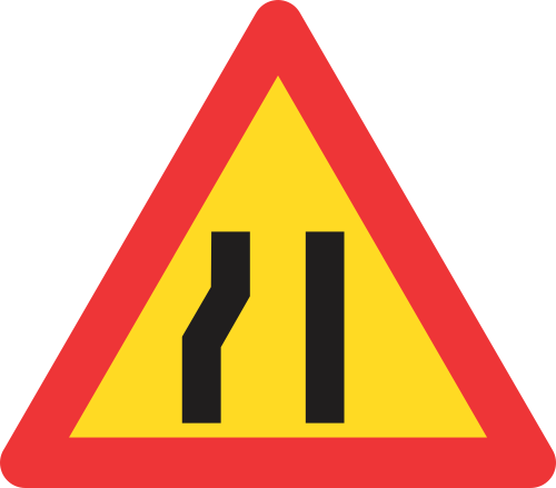 TW330 - Temporary Road Narrows From Left Side Only Road Sign | Safety ...