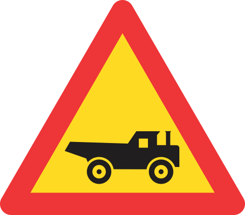 TW344 - Temporary Construction Vehicles Crossing From Left Road Sign ...