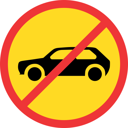 TR223 - Temporary No Motor Cars Road Sign | Safety Signs & Equipment