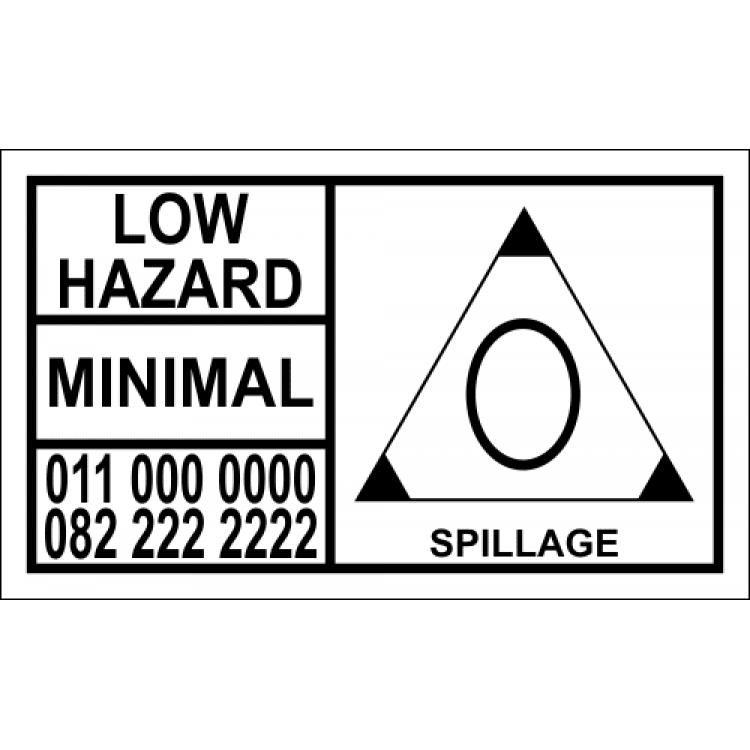 Minimal Hazard Hazchem Placard | Safety Signs & Equipment