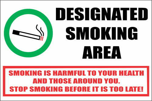 C-SM18 - Designated Smoking Area Sign (300x200mm) | Safety Signs ...