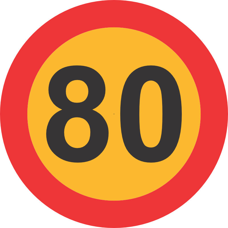 C-HC7 - 80Km Reflective Speed limit Sticker - 190mm | Safety Signs ...