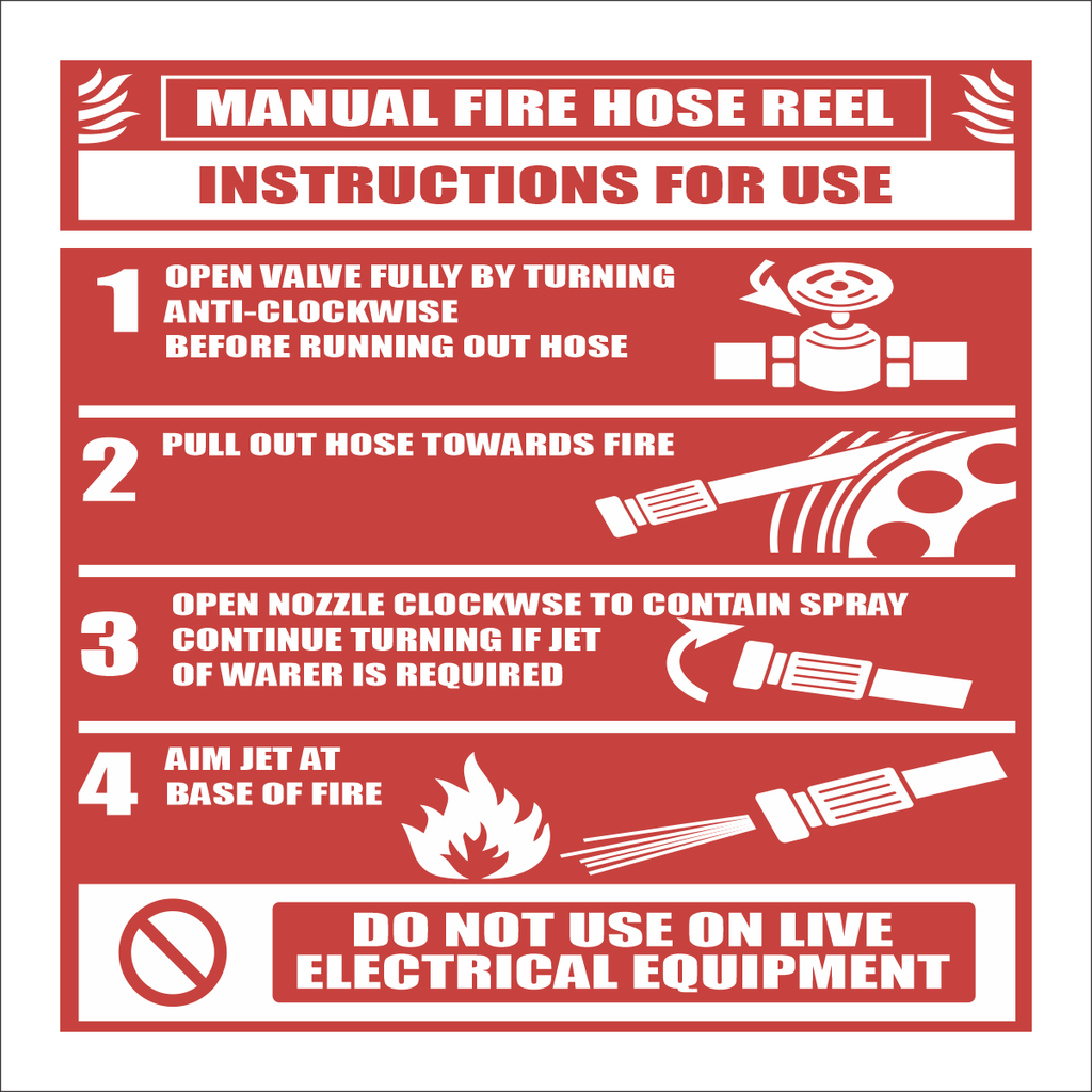 Hose Reel Instruction Sign - FR52