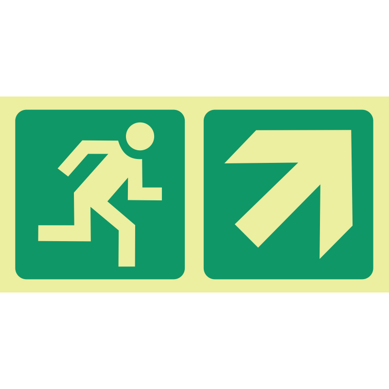 E11 - SABS Photoluminescent running man, arrow diagonal up right safety ...